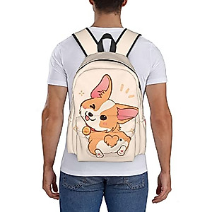 FeHuew 17 inch Backpack Cartoon Cute Corgi Dog Butt Laptop Backpack School Bookbag Shoulder Bag Casual Daypack