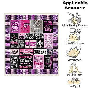 Nurse Gifts RN Gifts for Nurses Throw Blanket, Nurse Gifts for Women,School Nurse Gifts,Soft Fluffy Sherpa Warm Throw Blankets for Bed, Office and Couch