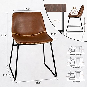 HeuGah Dining Chairs Set of 4, Modern Industrial Kitchen & Dining Room Faux Leather Chairs with Metal Legs