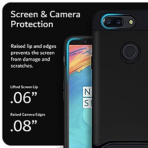 TUDIA DualShield Designed for OnePlus 5T Case, [Merge] Shockproof Heavy Duty Military Grade Dual Layer Slim Protective Case Cover - Matte Black