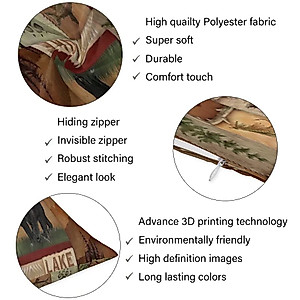 AIMSTONG Rustic Bear Body Pillow Cover Farmhouse Wild Animal Maple Leaf Moose Deer Country Style Long Case Protector with Zipper Western Cabin Large Cases Covers for Bed,Couch,Home Gifts 20''x54''
