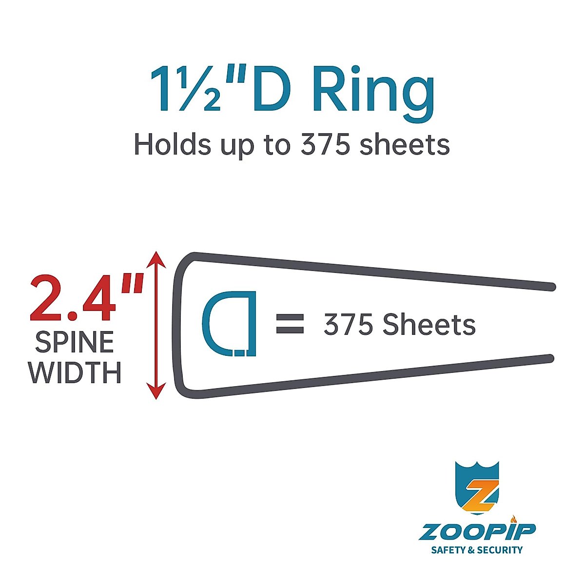 ZOOPIP Fireproof 3 Ring Binder with Zipper, 1.5 Inch D Rings Hold up 375 Sheets of 8.5" x 11" (A4), Compatible with Clear Page Protectors, Built-in Net and Pen Holder(Pink, 1 Pcs)