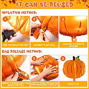 12 Pcs Pumpkin Balloons Thanksgiving Foil Pumpkin Balloons Foil Fall Balloon Large Thanksgiving Balloons Decoration for Baby Shower Birthday Autumn Harvest Thanksgiving Party Supplies