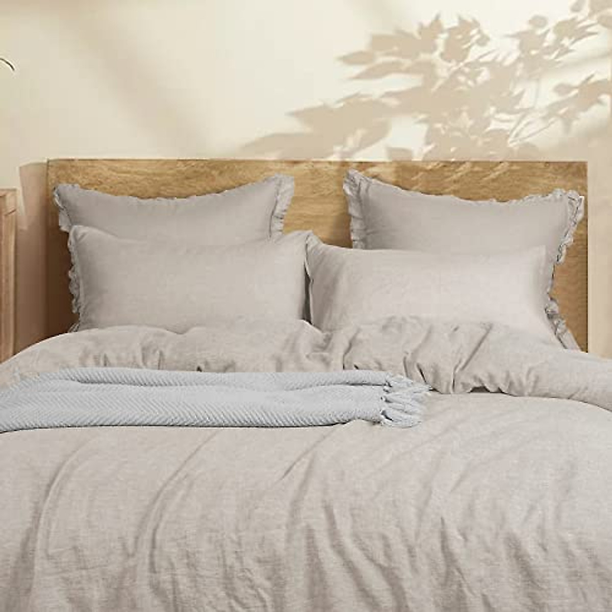 PHF 100% Linen Pillowcases Standard Size, Set of 2, No Insert, Washed French Flax Pillow Cases with Envelope Closure, Luxurious Breathable Comfy Pillow Shams, 20" X 26", No Filling, Linen Basic