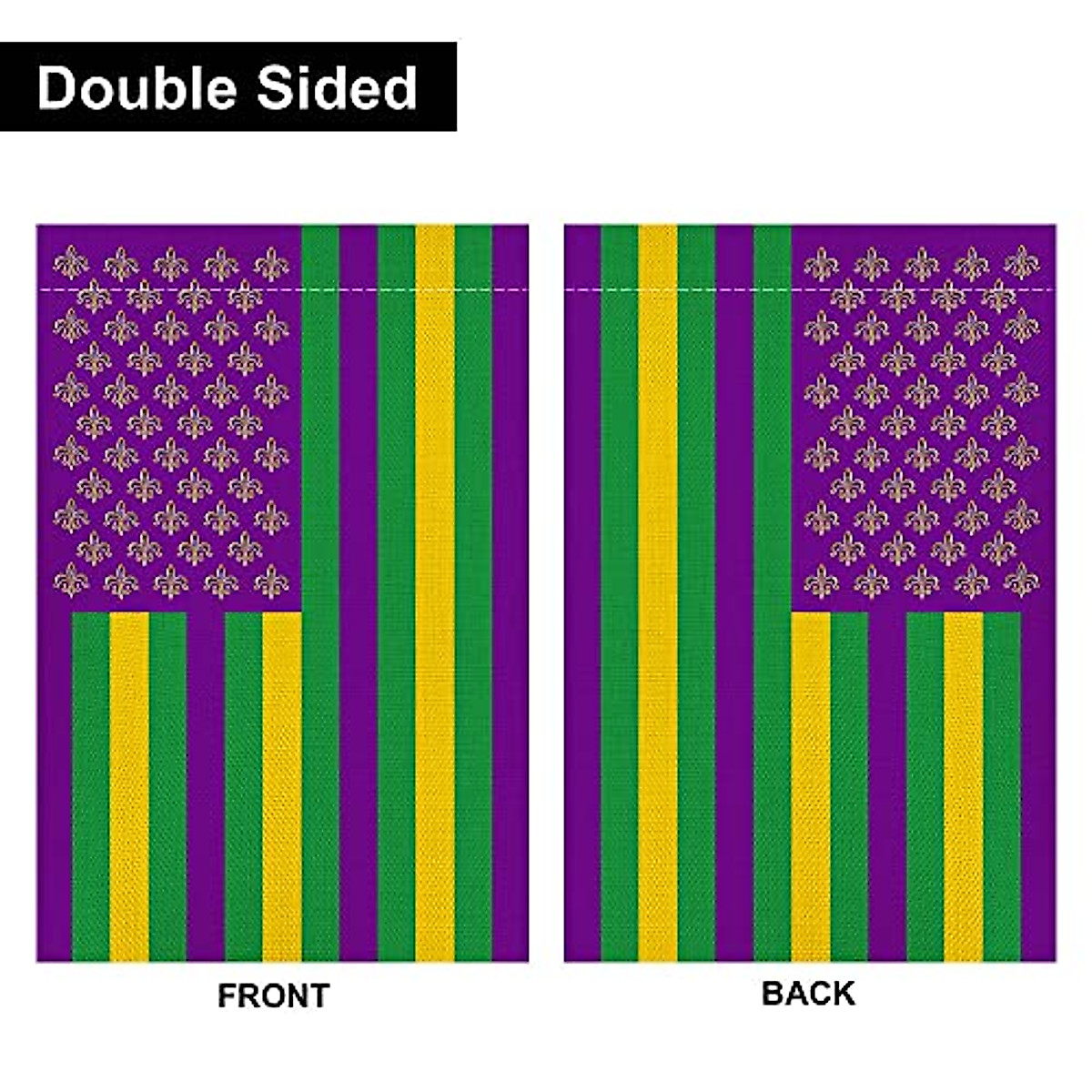 ANOVO Mardi Gras Fleur De Lis Double Sided Burlap Garden Flags, Seasonal Outside Porch Patio Farmhouse Yard Outdoor Decorative 12 x 18 Inch