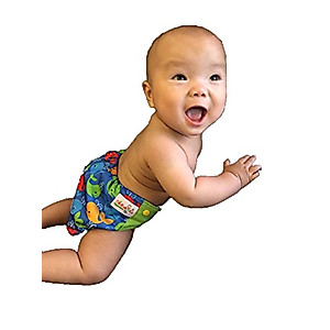 Baby Nappy Bamboo Charcoal Cloth AIO Diaper, Sewn in Insert Double Gussets