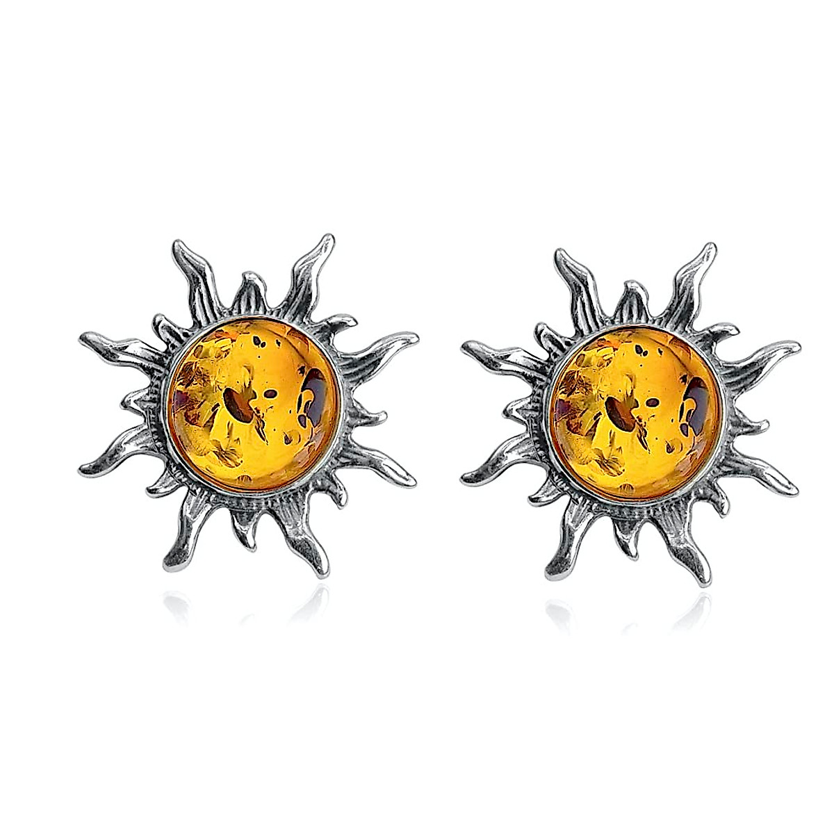 Ian and Valeri Co Amber Sterling Silver Stud Sun Earrings