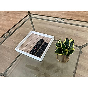 Set of 2 Wooden Serving Trays for Ottoman and Coffee Table Lap Tray (16.3x12.2x2 & 11x11x1.5 Inches, Multicolor)