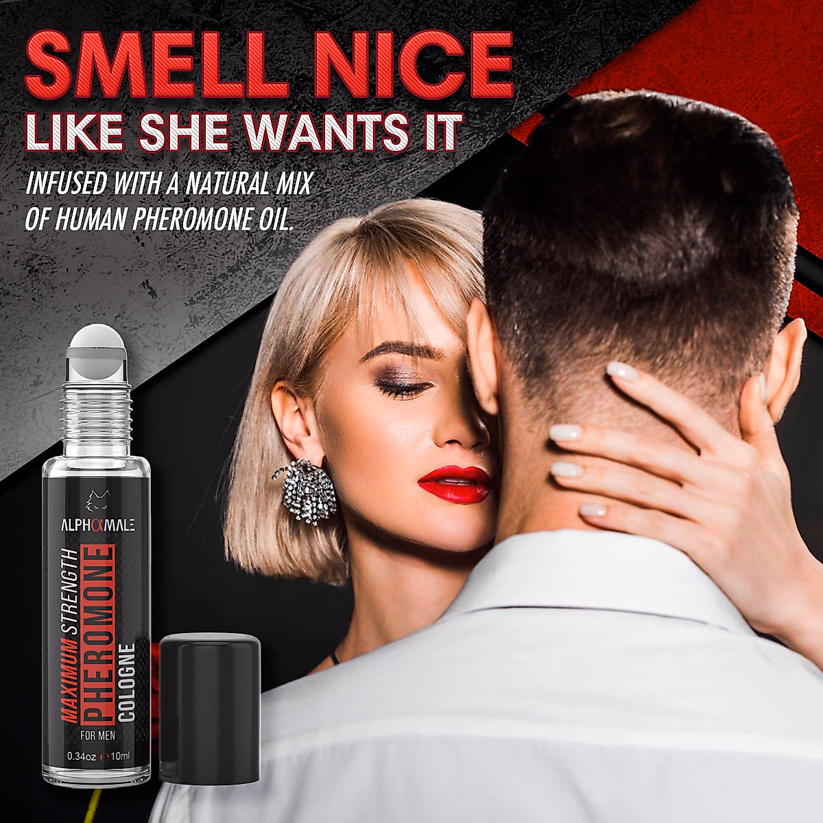 AlphaMale Pheromone Cologne For Men - Extra Strength Pure Pheromone Perfume Oil - Amplified Men's Cologne With Pheromones - 0.34 oz (10 mL)