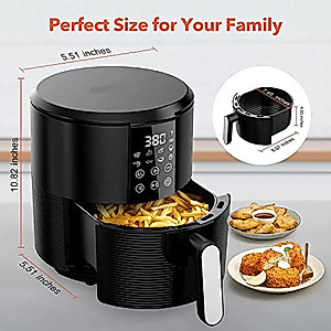 3.5QT Air Fryer with LED Digital Display, Temperature Control, 8 Preset Cooking Modes, Recipe Book (Black color) _ Intexca