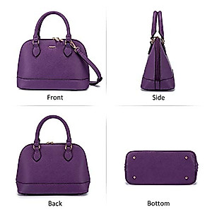 Small Crossbody Bags for Women Classic Double Zip Top Handle Dome Satchel Bag Shoulder Purse Purple
