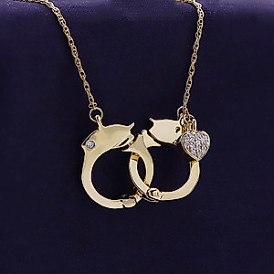 AFFY White Natural Diamond Accents Hand Cuff Pendant Necklace in 14k Yellow Gold Over Sterling Silver