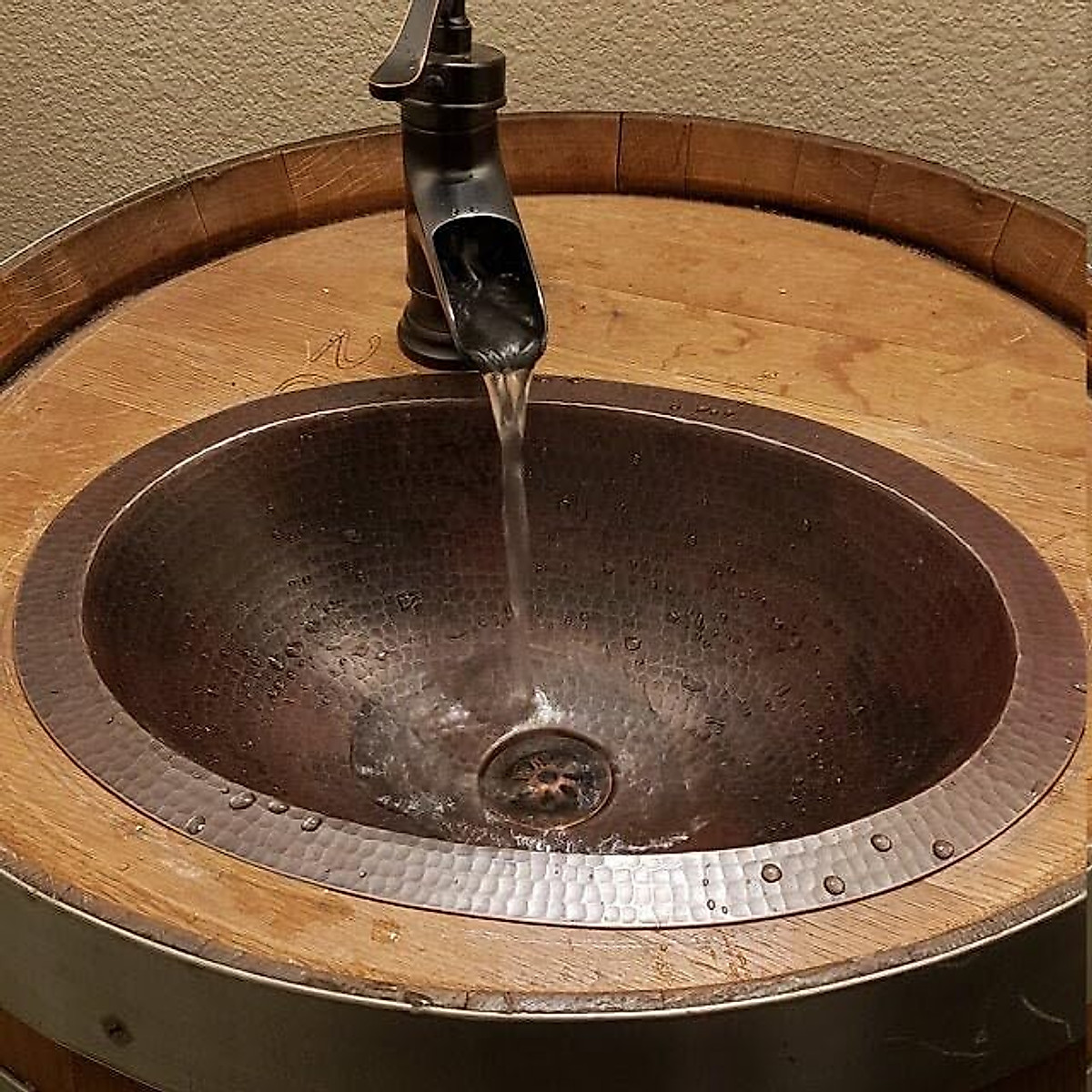 SimplyCopper 16" Oval Copper Bath Sink with 7" Faucet and Daisy Drain Drain Included