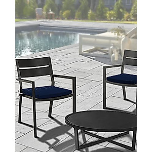 Navy Blue Outdoor Waterproof Cushion Chair Cover Set of 2 Abstract Minimalistic Geometric Stripes Patio Furniture Sofa Couch Seat Cushions Protector Slipcover with Ties, 20''x18''x4''