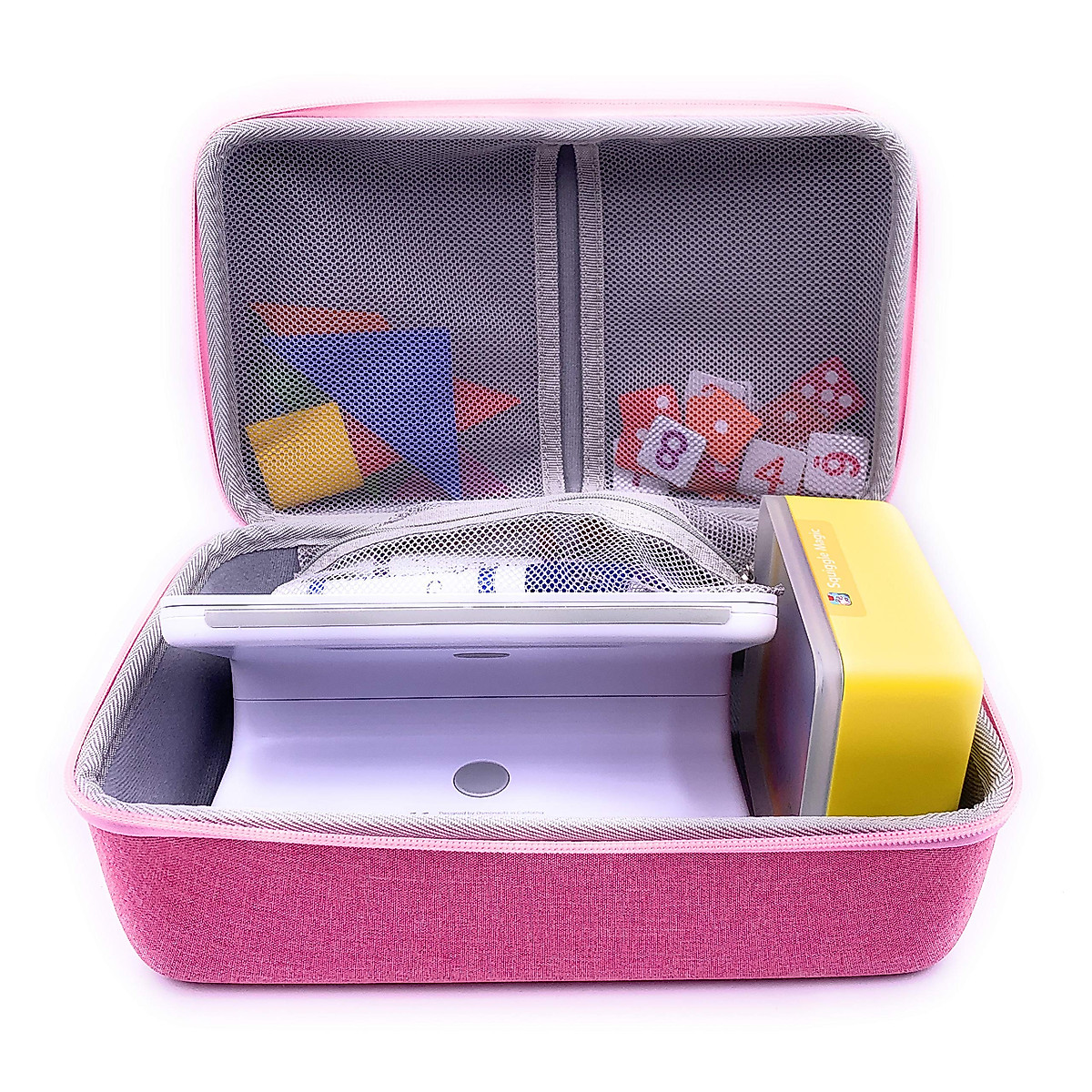 Xcivi Hard Carrying Case for Osmo Fire Tablet Little Starter/Genius Starter Kit with Fire Tablet Base, Storage Organizer for OSMO Fire Base/Numbers/Words/Tangram (Pink)