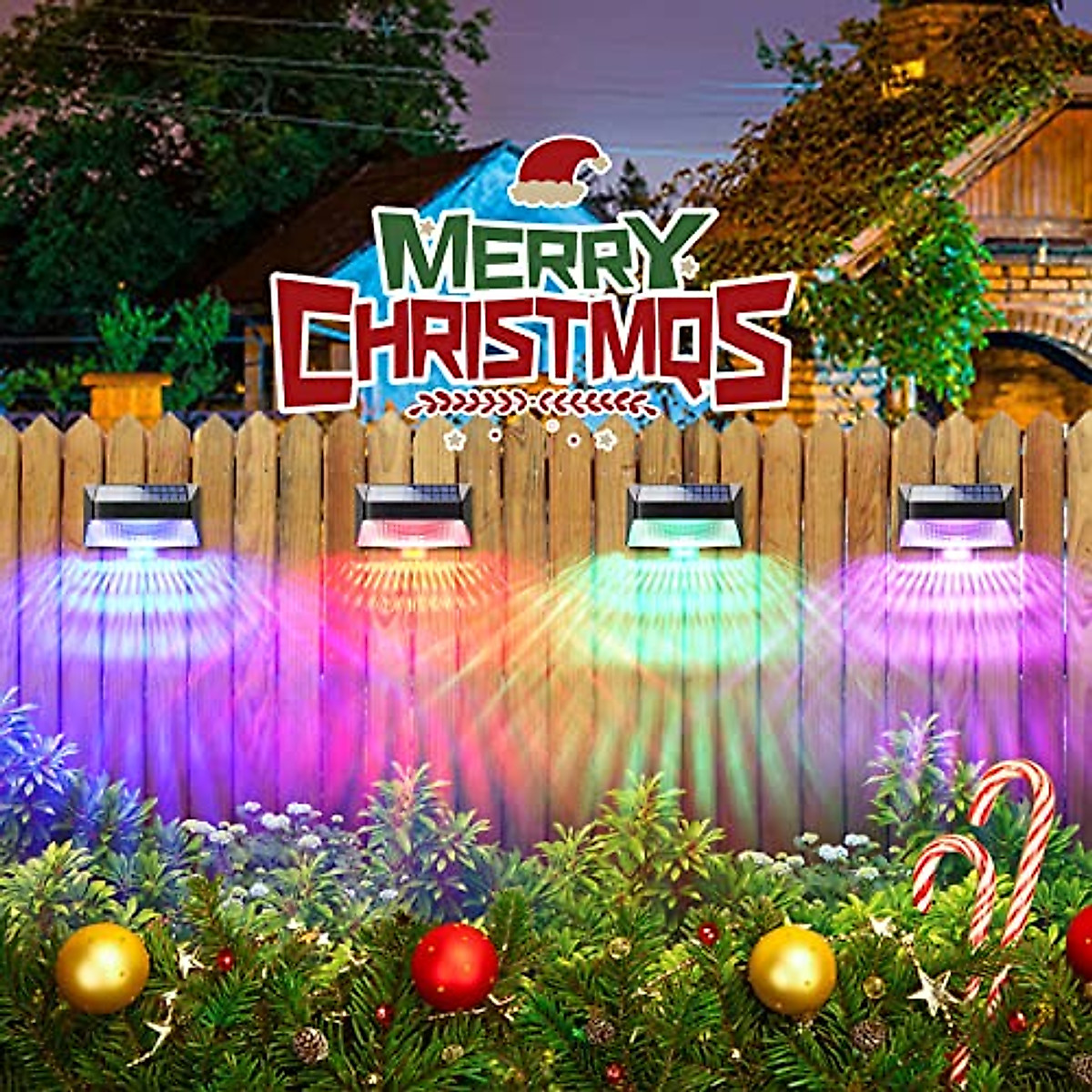 Aulanto Solar Fence Lights, 8 Pack Waterproof Solar Wall Lights with RGB & Warm White Mode, 2 Lighting Effect Decorative Garden Lights with Auto On/Off, Perfect for Fence, Backyard, Garden, Patio.