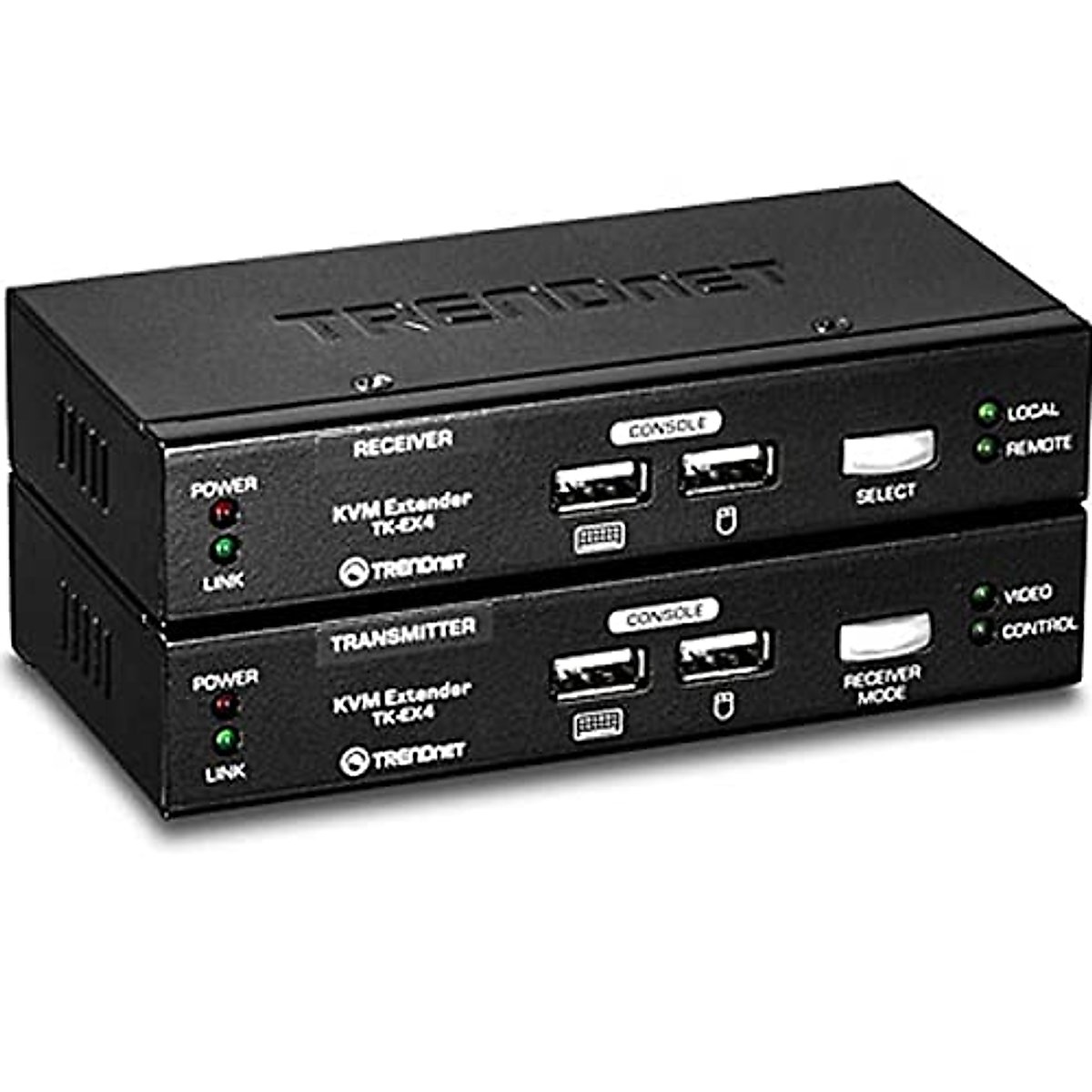 TRENDnet KVM Extension Kit, Extend Keyboard/Video/Mouse Controls, up to 100 Meters (328 ft.), Hot-Keys, Transmitter, Receiver, PS/2, VGA, TK-EX4