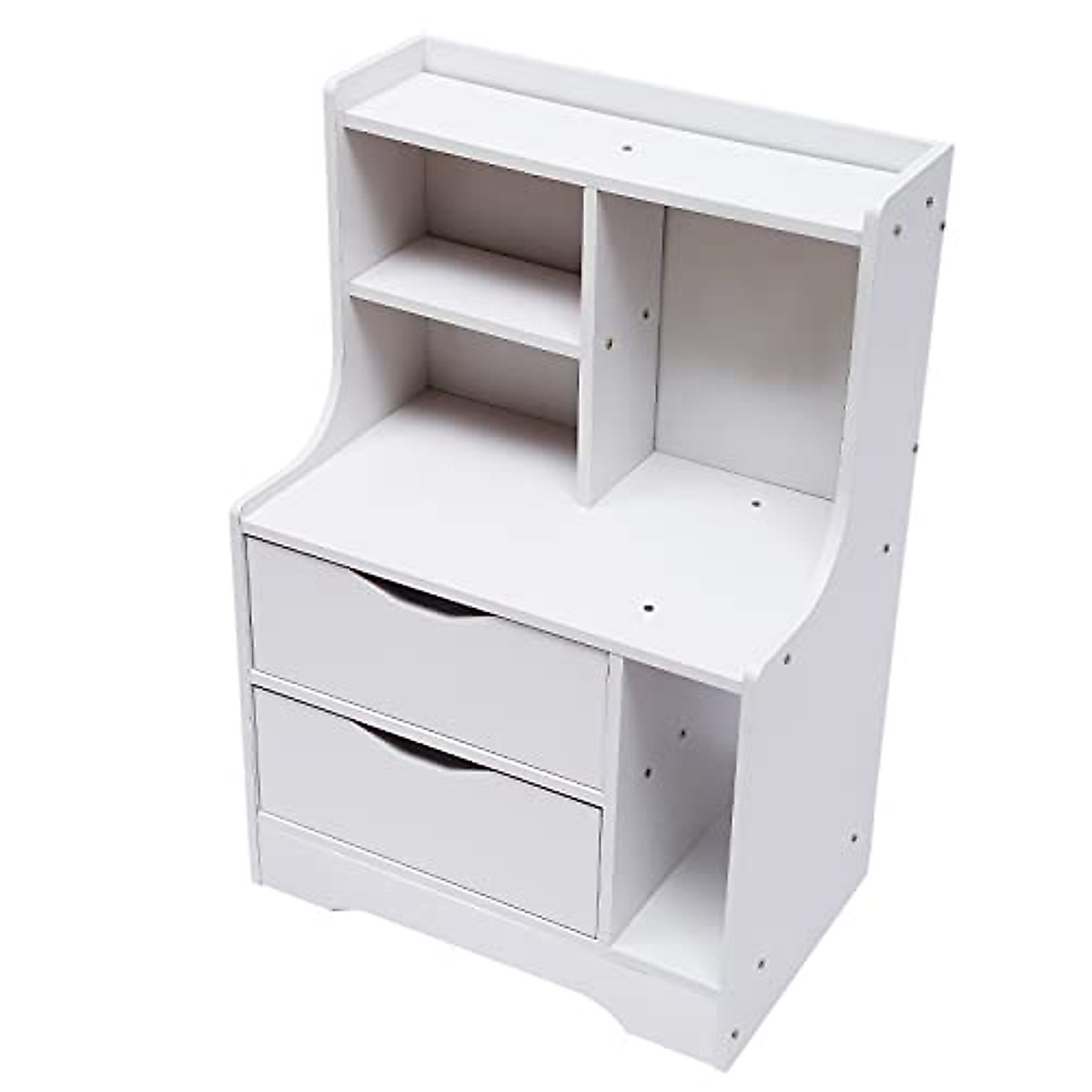 XUANIIIL White Nightstand, Mid-Centry Modern Bedside End Table with 2 Drawers, Easy Assembly Wood Sofa Side Table Storage Cabinet for Living Room, Bedroom