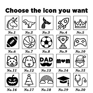 Personalized Water Bottles for Kids, 18 oz Custom Name Insulated Water Bottle With Straw, Stainless Steel Reusable Waterbottle Gifts for School Girls Boys Men Women - Icon Design