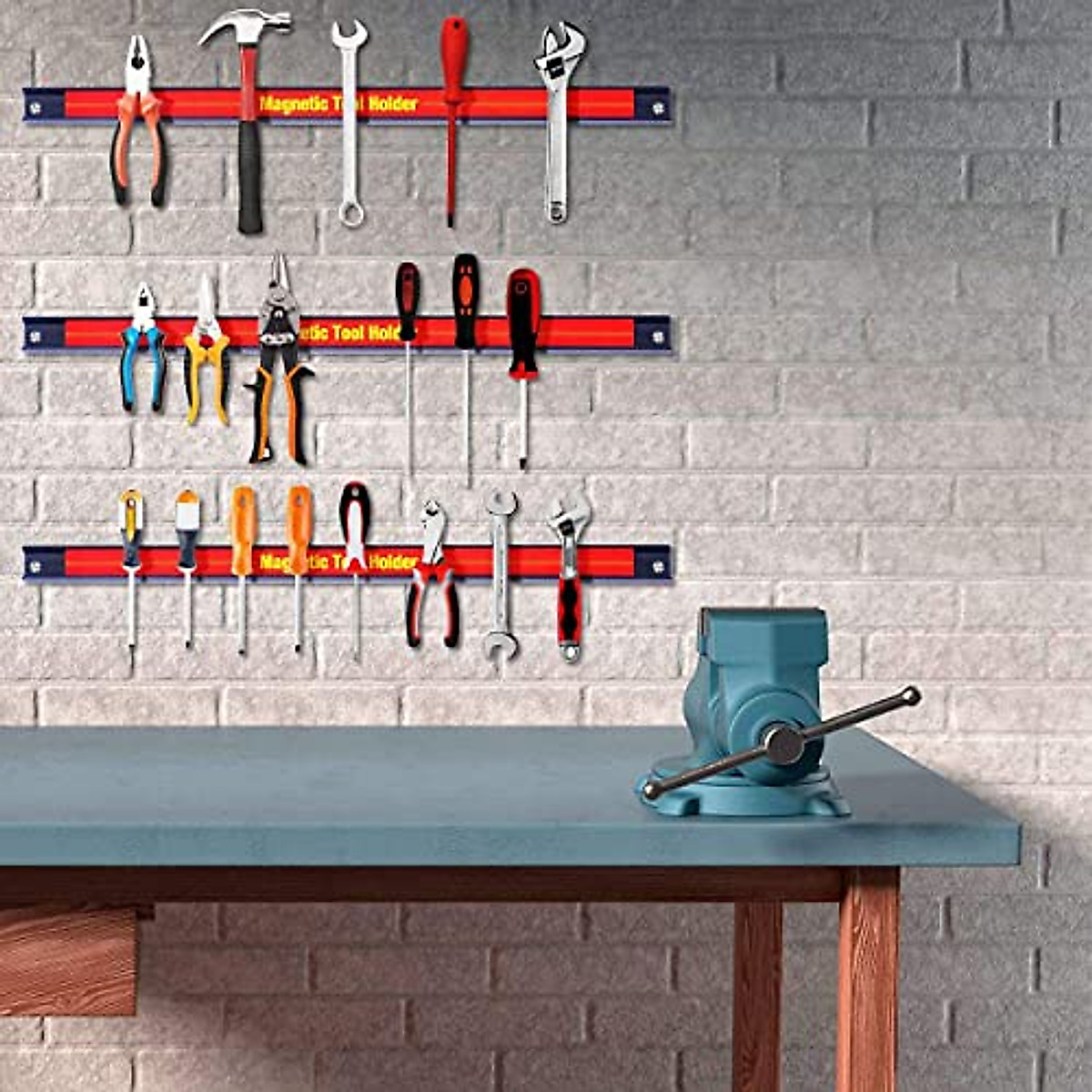 Goplus 6PCS 18" Magnetic Tool Holder, Magnetic Tool Holder Strip, Heavy Duty Magnetic Tool Bar,Space Saving Metal Tool Organizer Rack,Tool Magnet Bar for Workshop Garage Home(Mounting Screws Included)