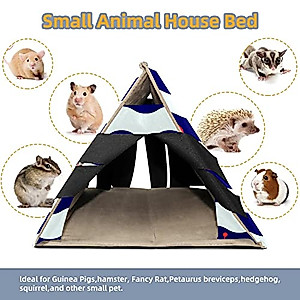 RATGDN Small Pet Hideout Blue Marine Anchors Nautical Hamster House Guinea Pig Playhouse for Dwarf Rabbits Hedgehogs Chinchillas