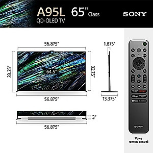 Sony QD-OLED 65 inch BRAVIA XR A95L Series 4K Ultra HD TV: Smart Google TV with Dolby Vision HDR and Exclusive Gaming Features for The PlayStation® 5 XR65A95L- Latest Model,Black