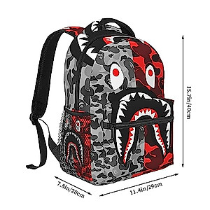 AIRPO Fashion Shark Teeth Camo Backpacks Camouflage 3D Print Big Capacity Computer Daypack Lightweight Multiple Backpack Travel Shoulders Bag For Women Men