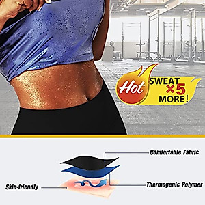 baxobaso Sweat Waist Trimmer Trainer Belt Wrap Belly Sweat Band Sauna Slimming Belt for Women Lower Belly Fat Plus Size Deep Blue