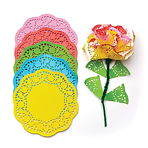 Baker Ross EV191 Colored Paper Doilies - Pack of 120, ⁠Creative Art Supplies for Children, Paper Crafts, Card Making, and Decorations, Multicolor