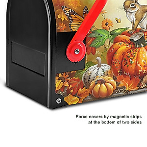 Wamika Autumn Pumpkin Sunflower Magnetic Mailbox Cover MailWraps,Fall Leaf Squirrel Harvest Mailbox Wraps Post Box Garden Yard Home Decor for Outside Standard Size 20.8(L) x 18(W)