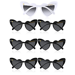 TOODOO 7 Pairs Vintage Heart Shaped Sunglasses for Women Rimless Heart Glasses for Bridal Bachelorette Party Wedding(White Gray, Black Gray)