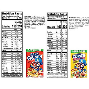 Cap'n Crunch Cereal, Original & Crunch Berries Variety Pack, Large Size Boxes, (4 Pack)