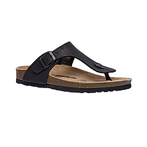 CUSHIONAIRE Women's Leah Cork Footbed Sandal with +Comfort Black, 8