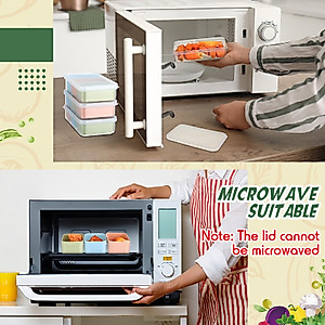 SiliFine 4 Set Snack Containers with 3 Removable Compartments Reusable Snack Box with Lids Stackable Meal Prep Containers for Fridge Charcuterie Candy Nuts Spice, Microwave Dishwasher Safe