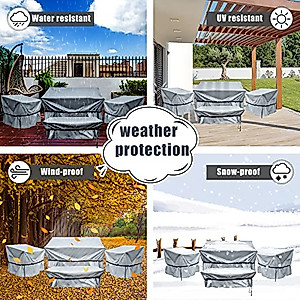 Octbird Patio Furniture Cover Set, 4Pcs Outdoor Furniture Cover Waterproof, Outdoor Couch Table Chairs Loveseat Sofa Covers Rectangle, 600D Heavy Duty Waterproof Oxford Fabric For Outdoor Setting