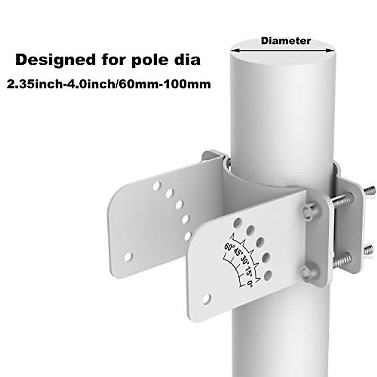 Adjustable Pole Mounting Bracket Rack Kit for 50W Solar Panel - Fit Pole Dia 2.35 - 4.0 Inch / 60mm - 100mm