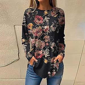 Tops for Women 2023 Womens tops Women's sweatshirts Y2k hoodies Womens Oversized T Shirts Long Sleeve Black Shirt Long Sleeve Active Long Sleeve Tops for Women（3-Black,Large）