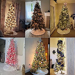 Bigomila Faux Fur Christmas Tree Skirt Snow White Xmas Tree Skirt Fluffy Christmas Tree Mat Plush Christmas Tree Skirt Decoration Xmas Trees Ornaments (35.4 inch)