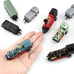 Exasinine Mini Simulation Steam Train Pull-Back Train Model Diecasts Locomotive, Set of 4
