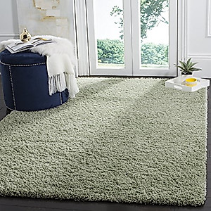SAFAVIEH Laguna Shag Collection 5'3" x 7'6" Light Sage SGL303V Solid Non-Shedding Living Room Bedroom Dining Room Entryway Plush 2-inch Thick Area Rug