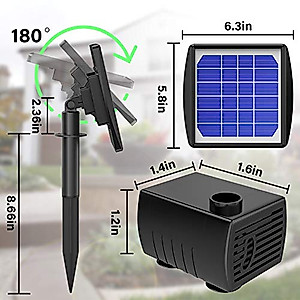 Biling Solar Bird Bath Fountain with Panel, Upgrade 200L/H Solar Fountain Water Pump Kit, Solar Powered Fountain Pump outdoor for Bird Bath Pond Garden Pool Fish Tank Aquarium