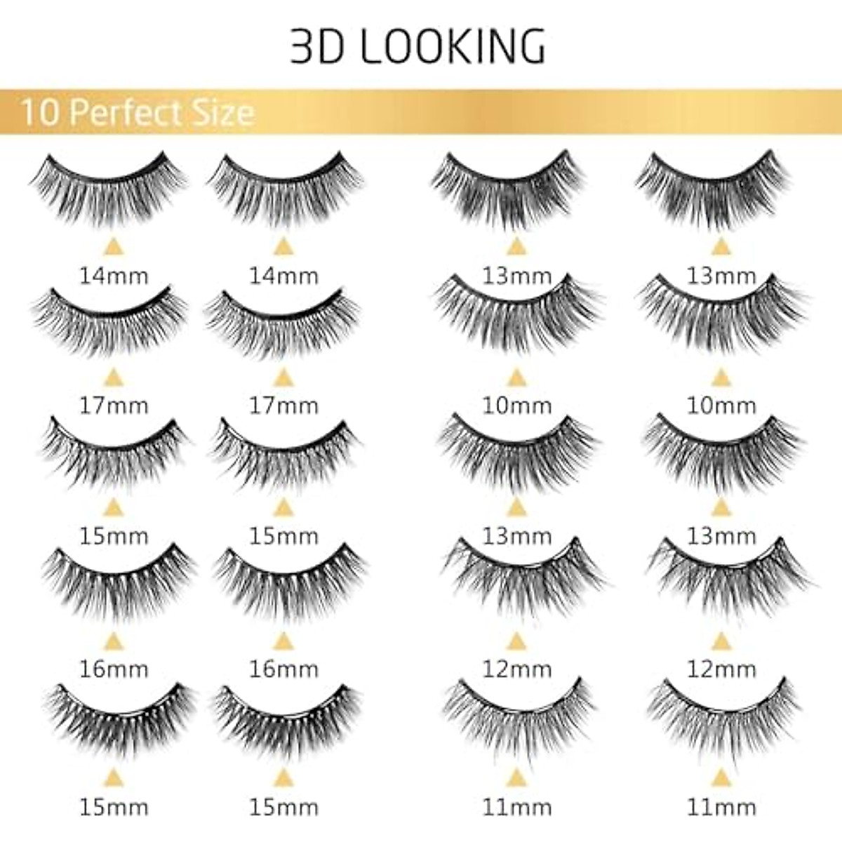 Magnetic Eyelashes with Magnetic Eyeliner Kit -10 Pairs Upgraded 3D 5D Magnetic Eyelashes Kit with Tweezers & 2 Tubes of Magnetic Eyeliner, Reusable, No Glue (10 Pairs)