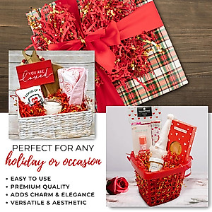 MagicWater Supply Crinkle Cut Paper Shred Filler (4 oz) for Gift Wrapping & Basket Filling - Red & Gold