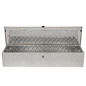 MOTORHOT 50" L x 14" W x 10" H Aluminum Truck Bed Tool Box, Diamond Plate Toolbox Square Storage Organizer with Side Handle for Pickup, RV, Trailer Toolbox, Silver
