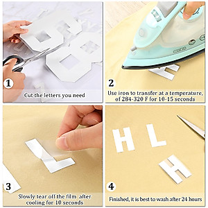 18 Sheets 216 Pieces 8 Inch Iron On Numbers T-Shirt 2 Inch Iron On Letters Patches Kit, 0 to 11 Iron-on Numbers A to Z Heat Transfer Letters for Jersey Football Baseball T-Shirts Team Name (White)