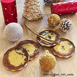 ResinWorld 4 Pack Resin Coaster Molds, Diamond Edge Crystal Coaster Molds for Resin Casting, Round Geode Coaster Silicone Molds for Epoxy Resin