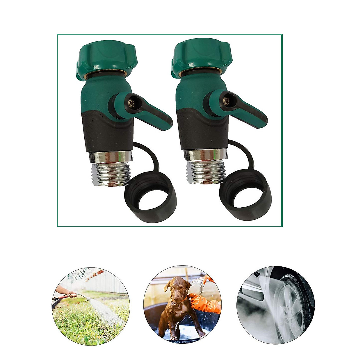 2 Pack Garden Hose Shut Off Valve 1 Way, Straight Garden Hose Splitter, Heavy Duty Zinc Alloy, 3/4-Inch Faucet/Hose Connector (UYG03#)