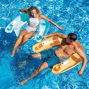 INTEX 58859EP Sit 'N Float Inflatable Pool Float: Pool Lounge with Built-in Cup Holders – Heavy-Duty Handles – 220lb Weight Capacity – 58" x 39" – Colors May Vary