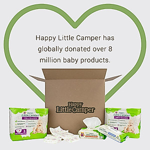 Happy Little Camper Ultra-Absorbent Hypoallergenic Natural Disposable Baby Diapers, Chlorine-Free Protection for Sensitive Skin, Walker, Size 5, 68 Count