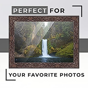 14x18 Frame Brown Rustic Pewter Solid Wood Picture Frame Width 1.75 Inches | Interior Frame Depth 0.5 Inches | Benton Pewter Traditional Photo Frame Complete with UV Acrylic, Foam Board Backing &